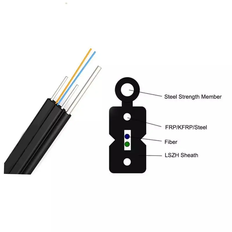 Yizhi Flat FTTH Drop Cable LSZH Sheath FRP G657A1/G657A2