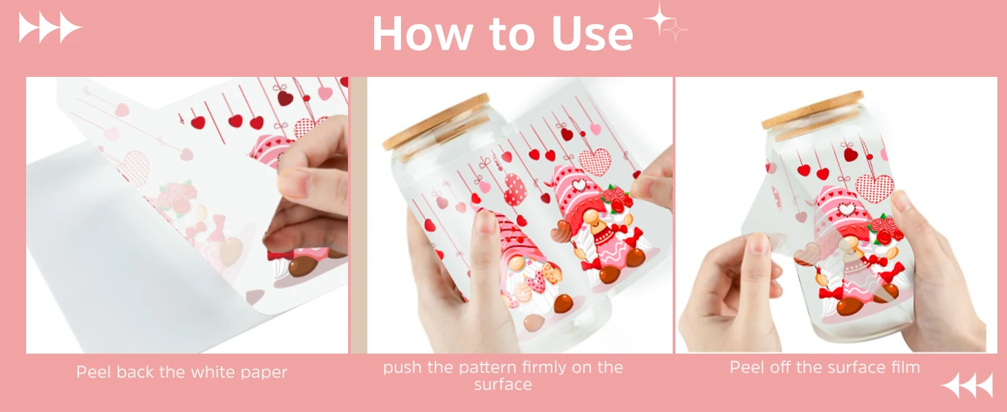 Custom 12oz 16oz 20oz Custom Valentines Day Ready To Transfer Uv Dtf ...