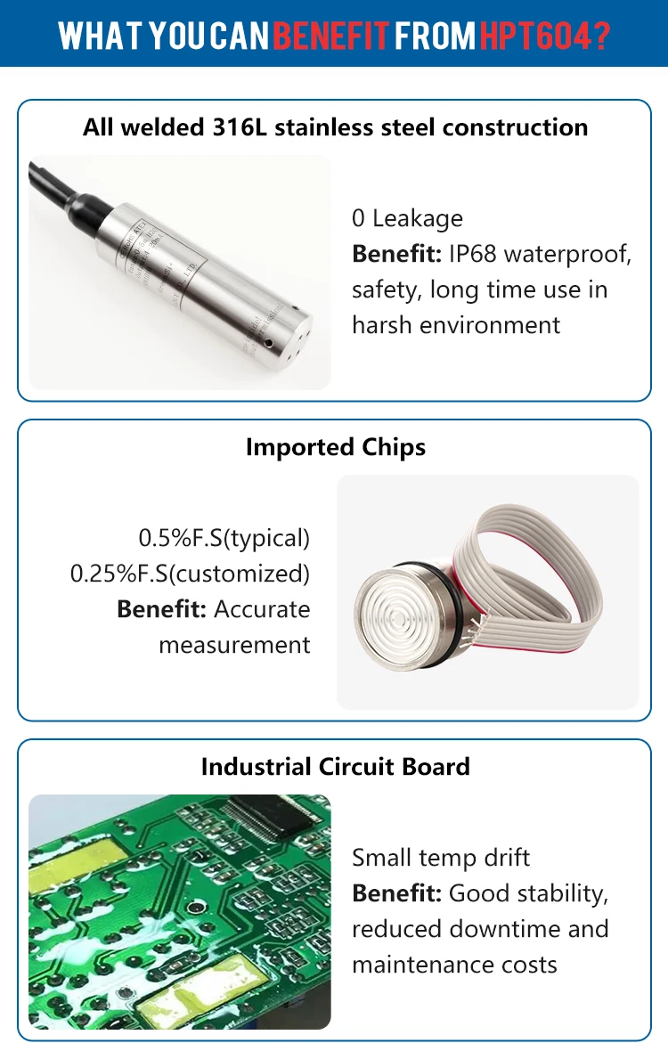 Holykell HPT604 Submersible Water Level Sensor Probe