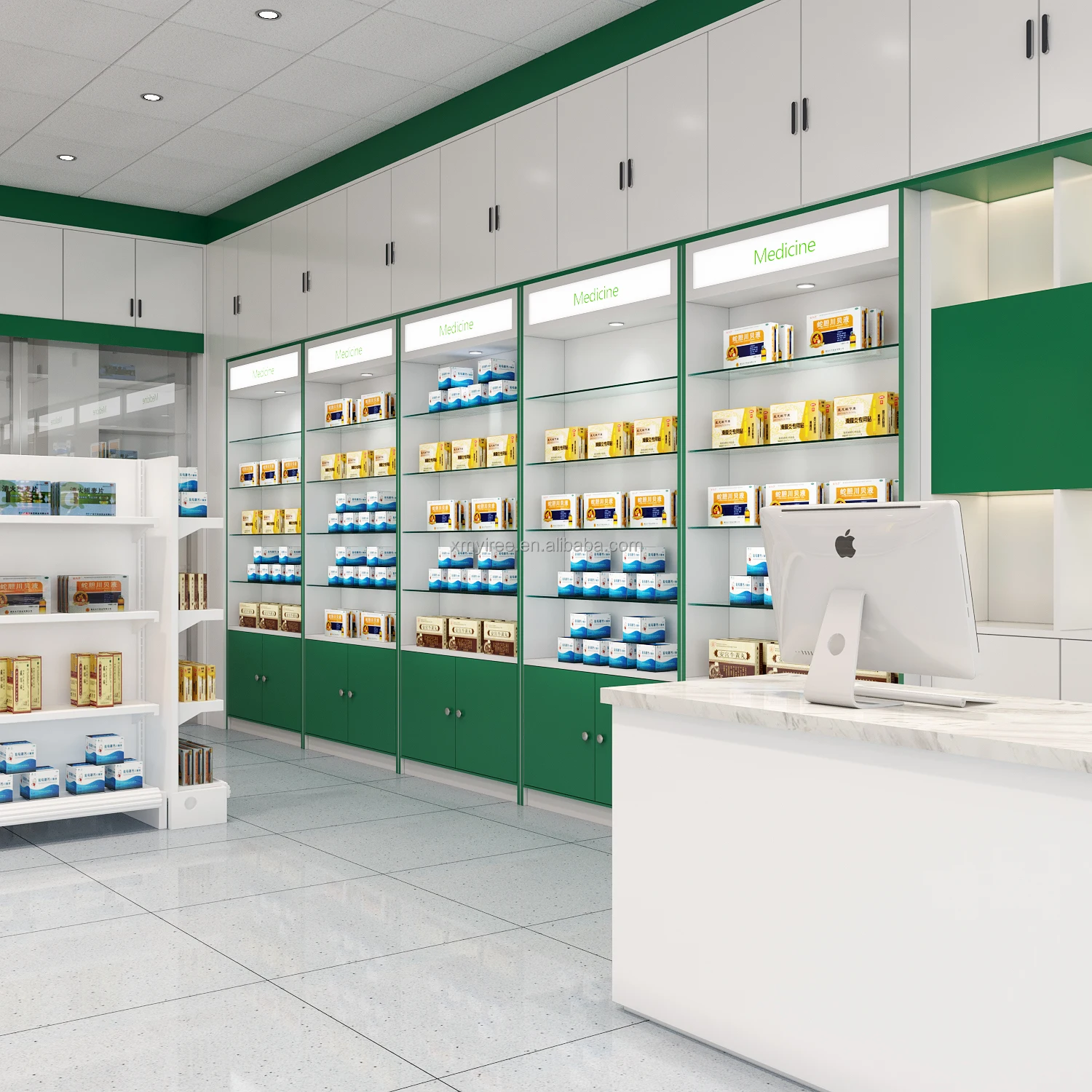 Yiree Clinic Hospital Shop Interior Fitting Design Wood Wall Wholesale ...