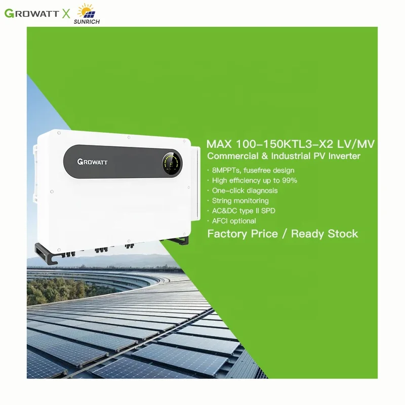 Factory Price Growatt Max 125ktl3-x Lv 125kw 10 Mppts Three Phase Growatt Max Solar Inverter For ...