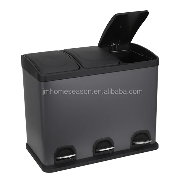 3 Compartment Recycle Trash Can Pedal Bin Recycling Bin With 3 ...