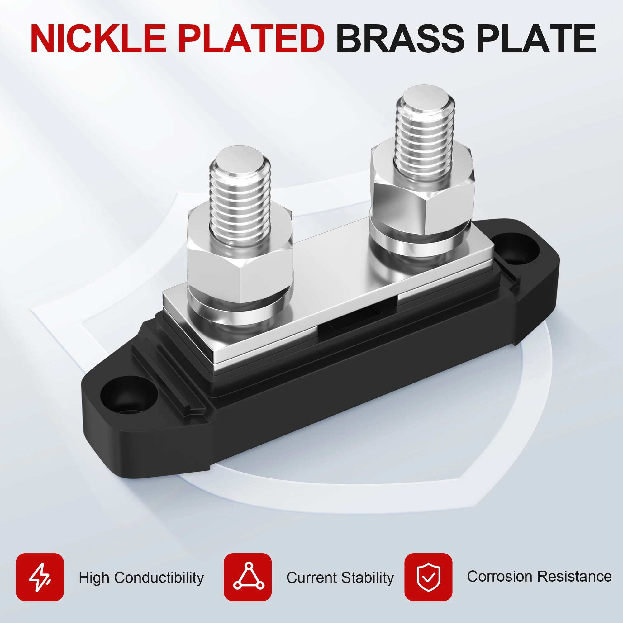 2 Way Heavy Duty Bus bar 2x3/8''(M10) Studs 250A Distribution Block Max ...