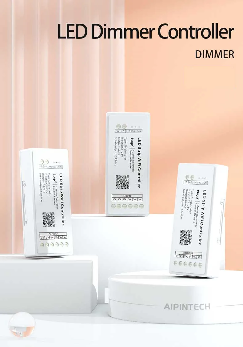 4 Zone Led Controller Wifi Dimmer Tuya Beacon Remote 5v12v 24v 6a ...