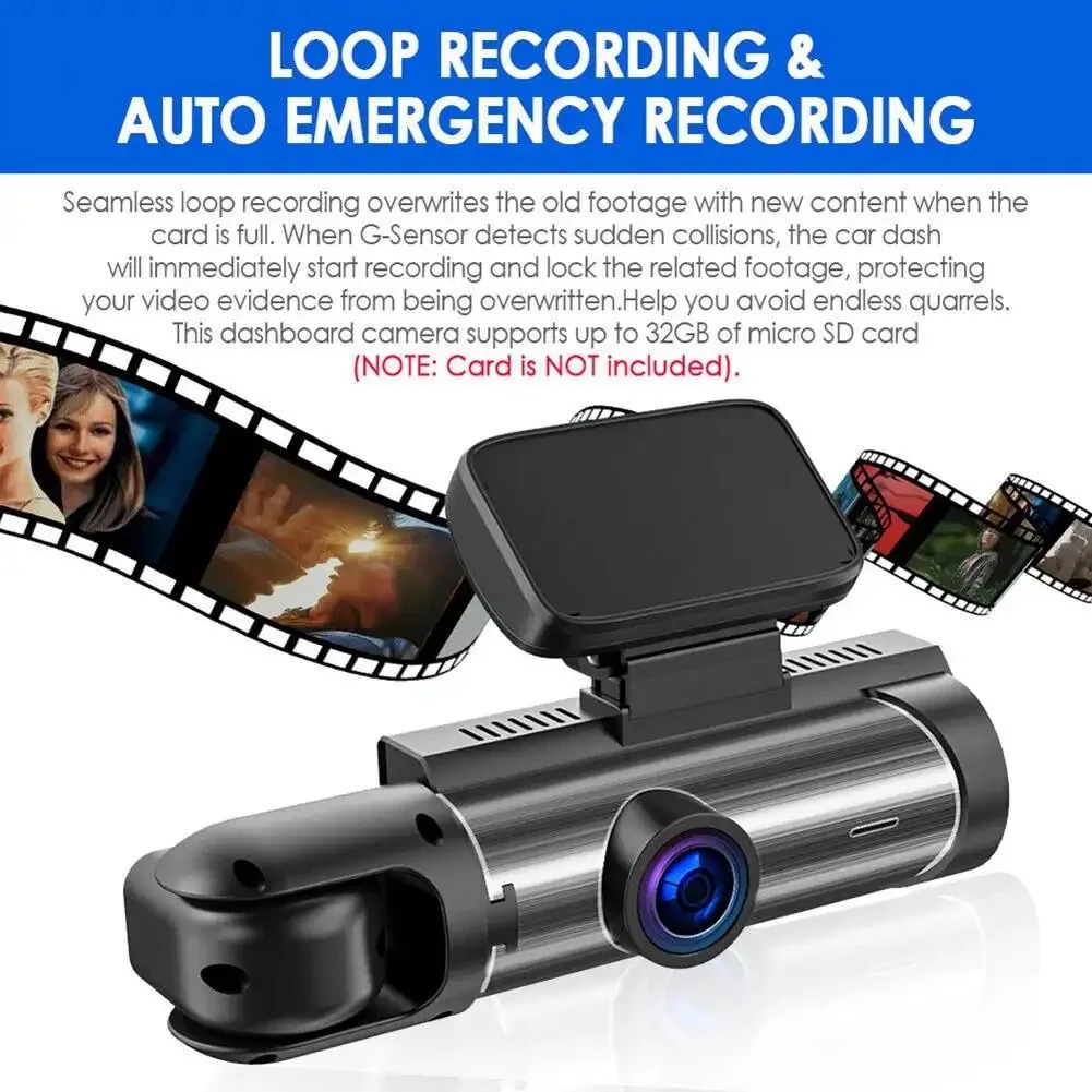 Dash Cam 3.16-inch Dual-lens Driving Recorder Front Inside Camera G ...