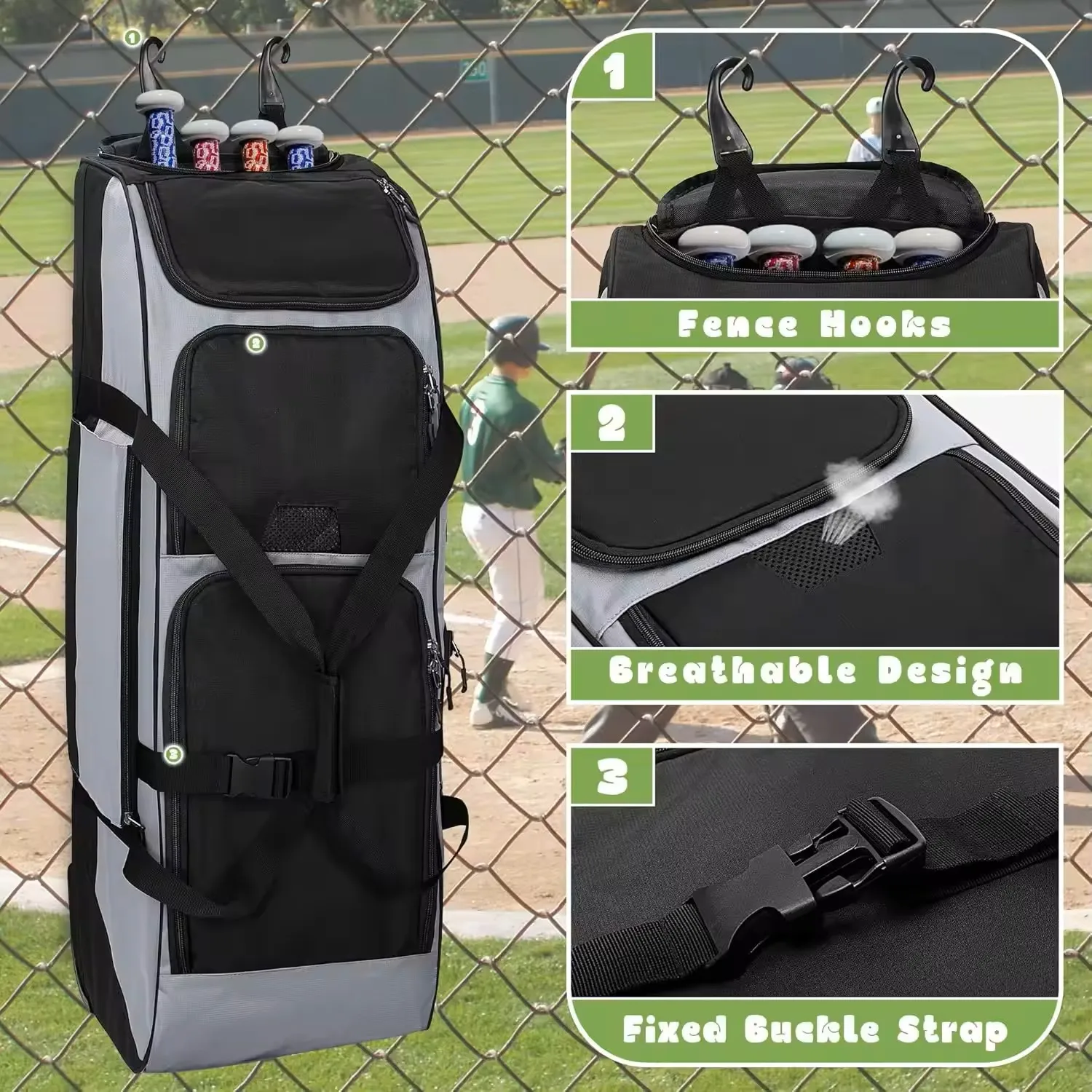 Large Heavy Duty Custom Softball Equipment Gear Catcher Bag Duffle ...