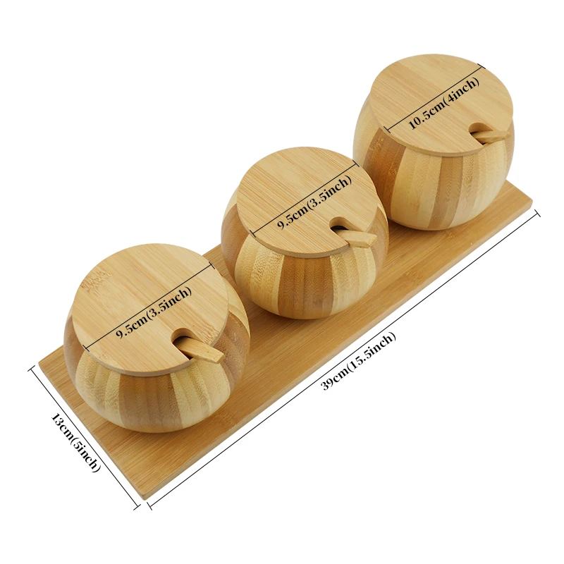 Bamboo Wood Container Salt and Pepper Set - Sustainable