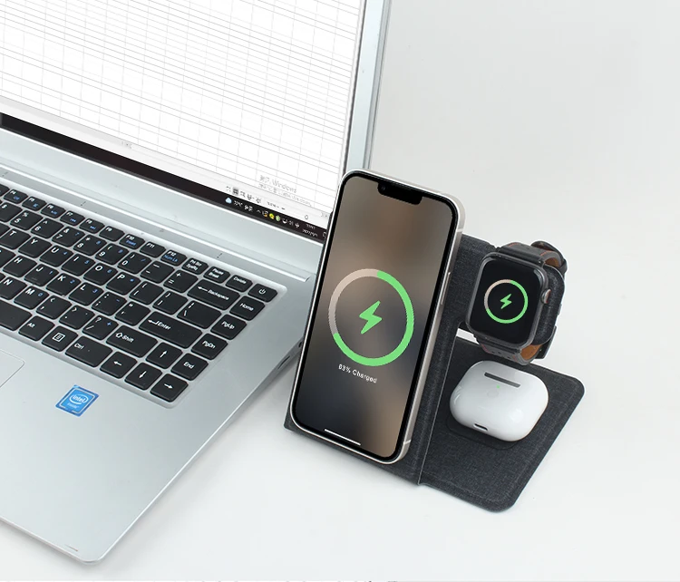 Multi-functional Foldable 3 In 1 15w Fast Wireless Charger Portable Qi ...