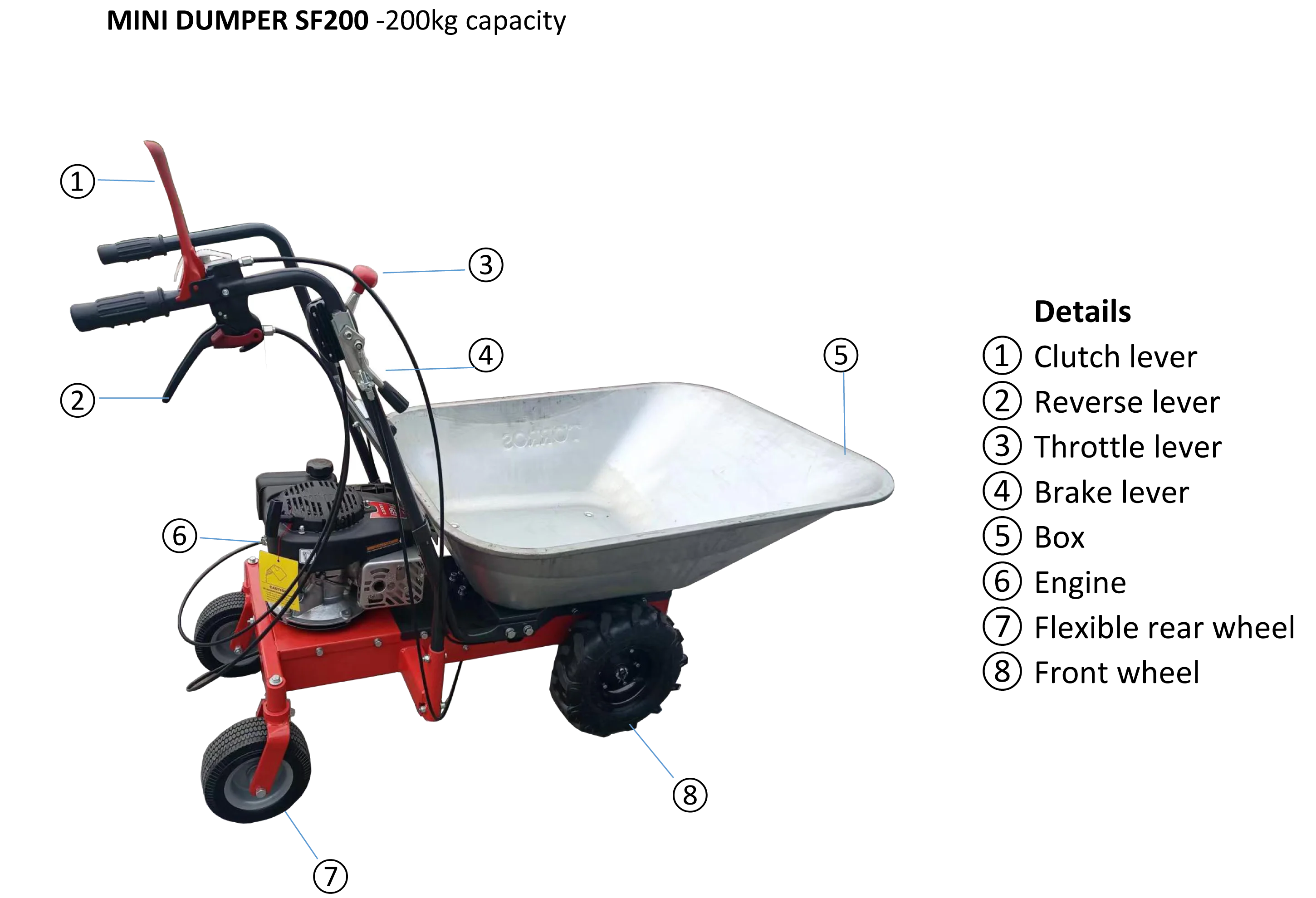 High Efficiency Mini Petrol Wheelbarrow Garden Dumper Wear-resistant ...