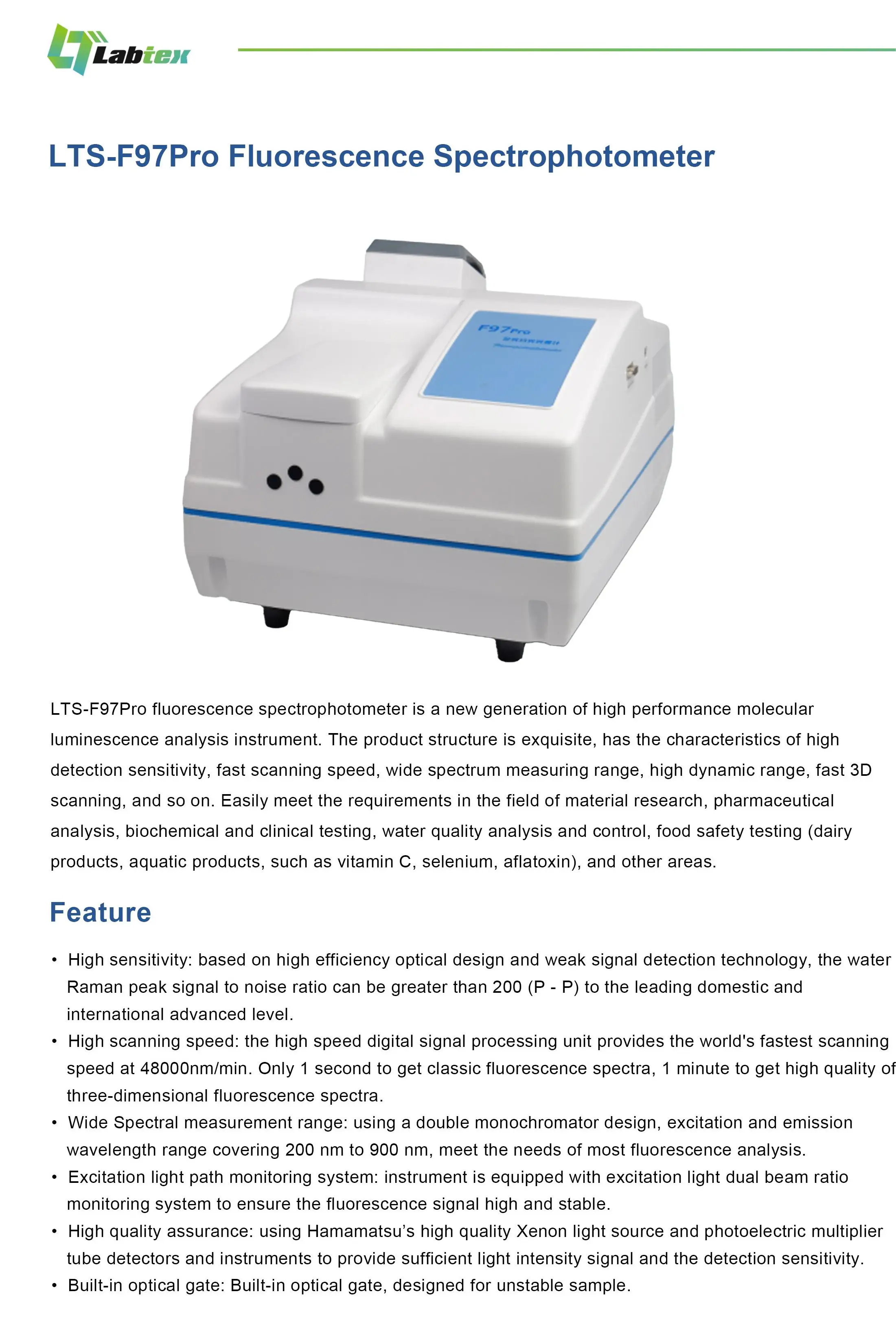 Labtex F97 Fluorometer Fluorescent Spectrophotometer for Laboratory ...