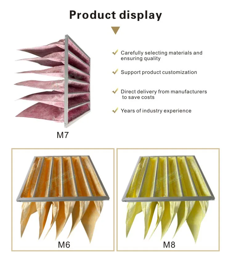 Hvac Air Handler Filter Fiberglass Material Dust Air Pocket Filter With ...