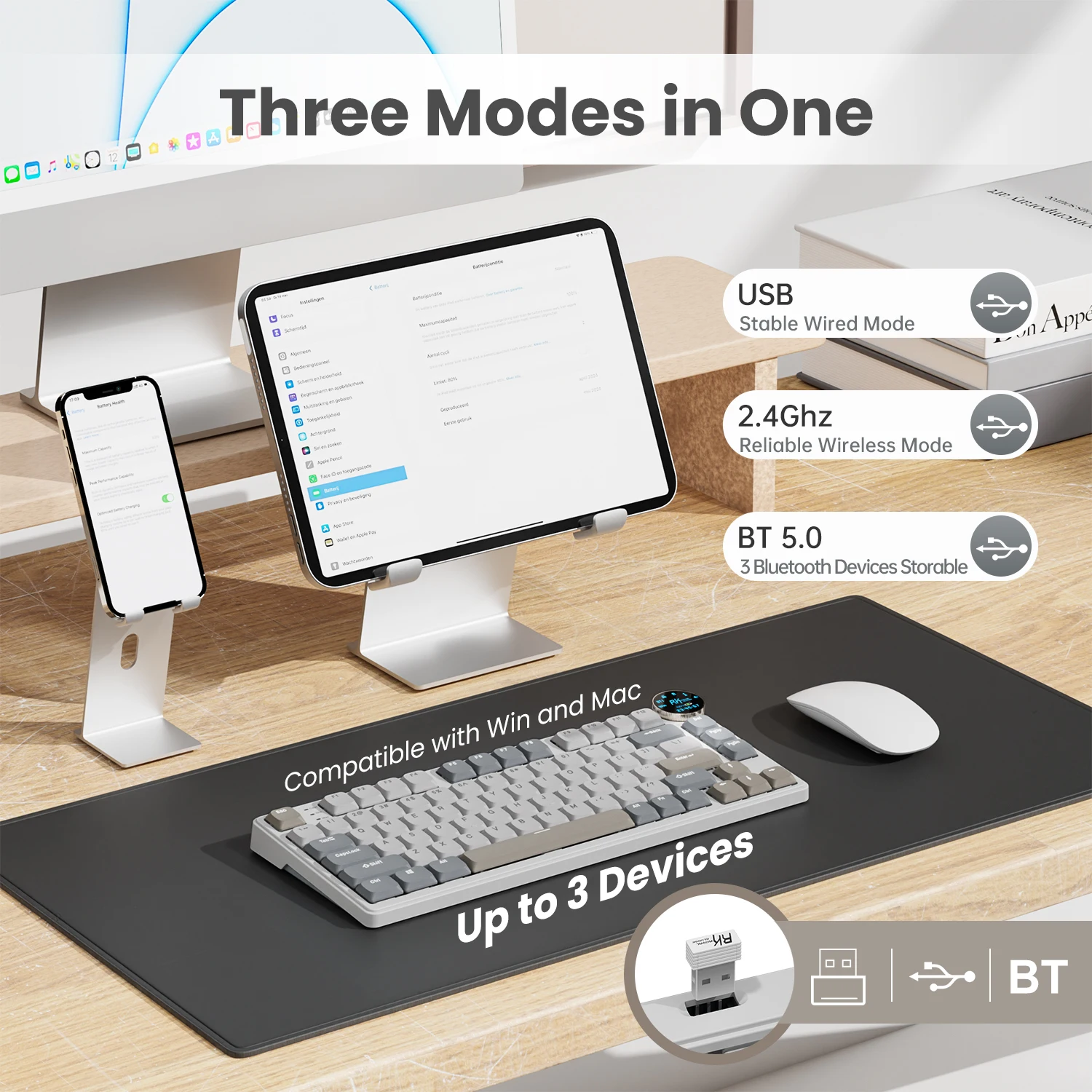 ROYAL KLUDGE RK N80 - Low Profile Wireless Mechanical Keyboard