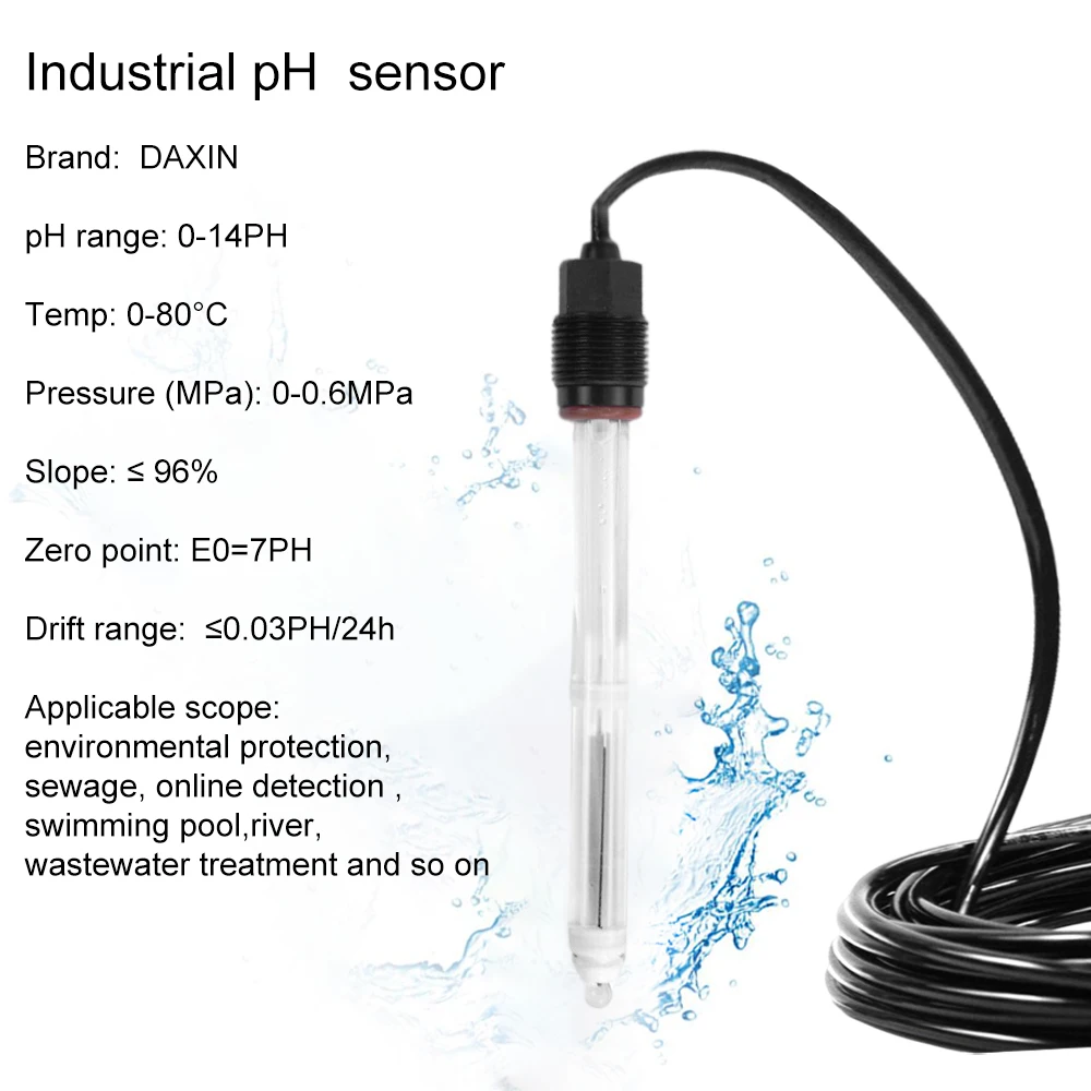 0-14ph RS485 Industrial Inline Online High Temperature Ph Sensor