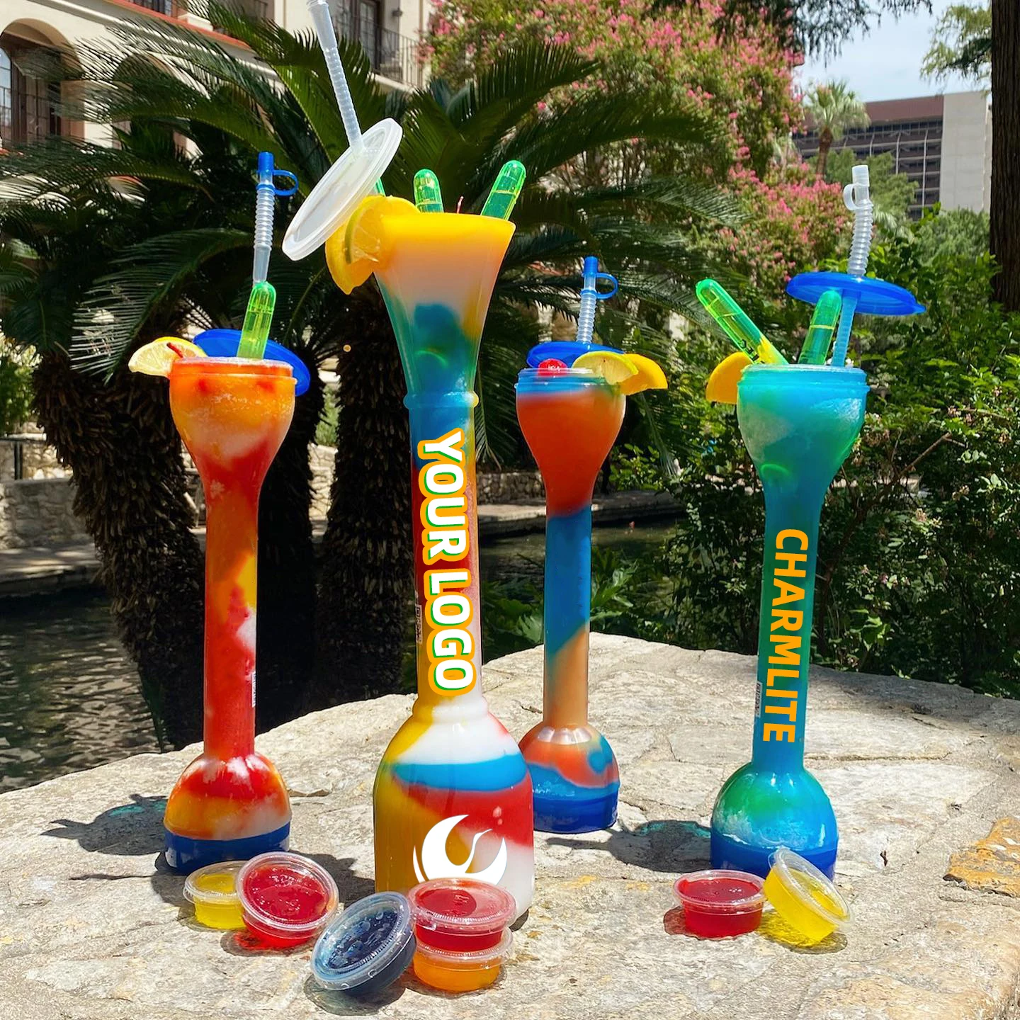 Novelty 24/32oz Festival Carnival Cups - Charmlite Slushy Yard Drinks