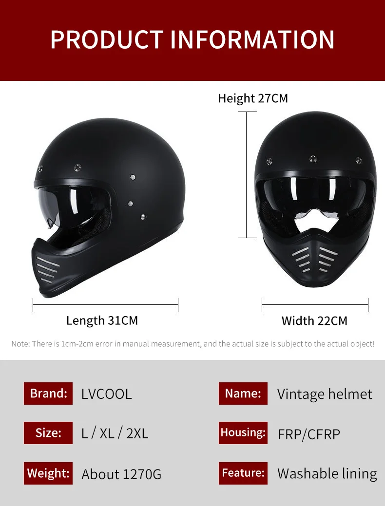 Woljay Open Face Full Face Helmet - Durable Motorcycle Protection