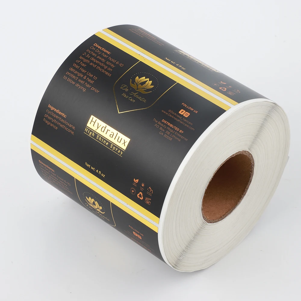 Custom Food Roll Plastic Bottle Logo Embossed Gold Foil Label Sticker ...