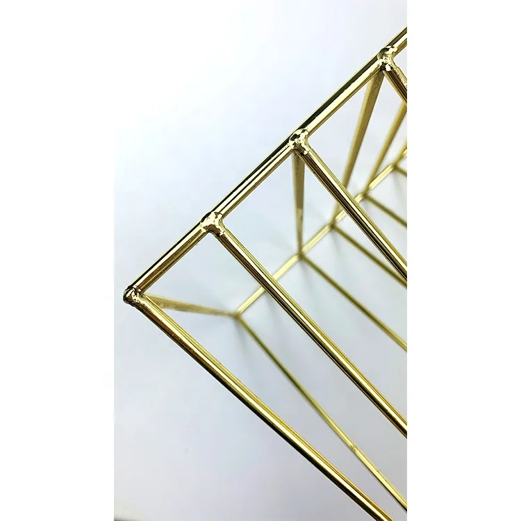 Wire Metal Gold Triangle Book Magazine Holder Desktop File Sorter ...