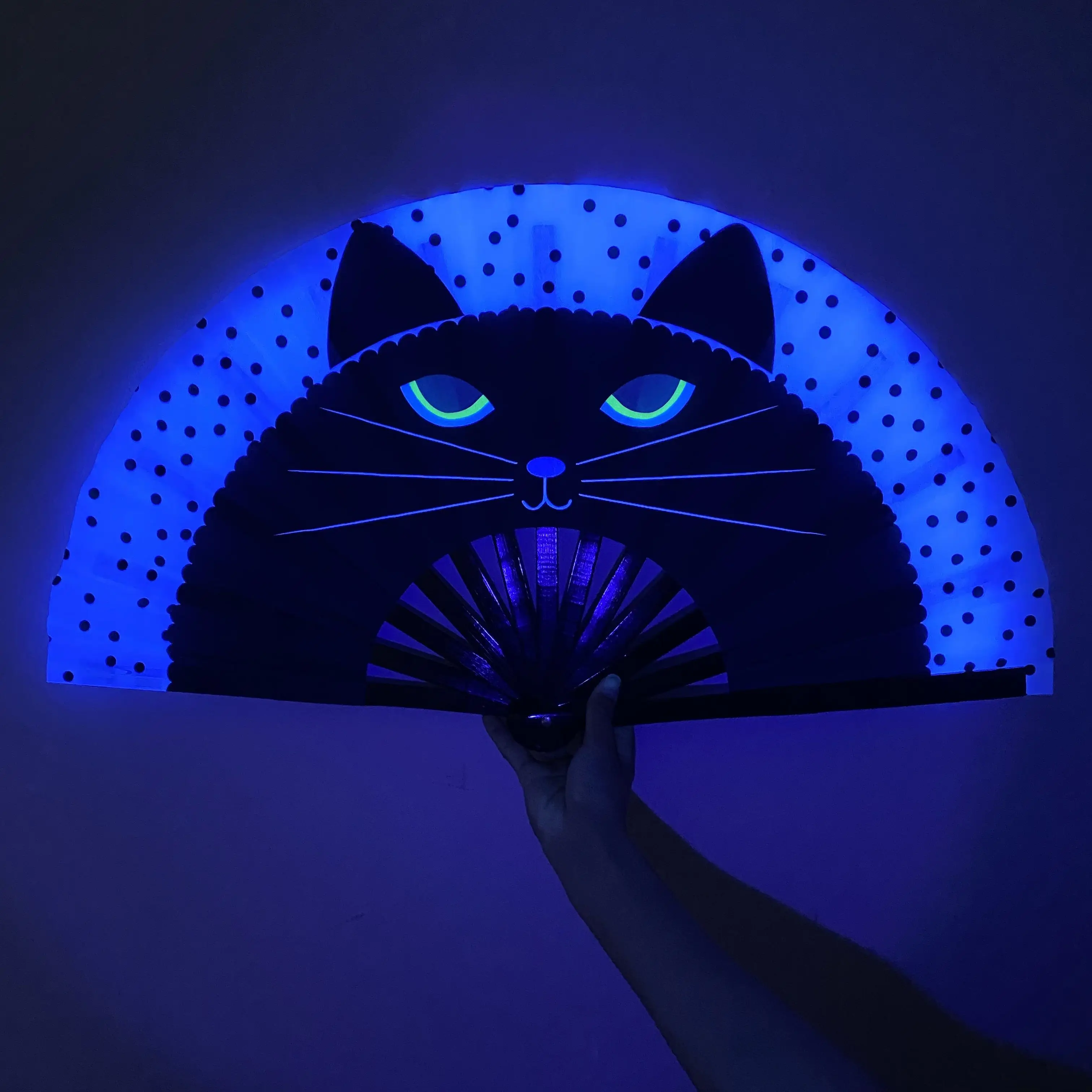 Large Folding Hand Fan, UV Glow Fan for Rave, Festival Folding Hand Fan ...