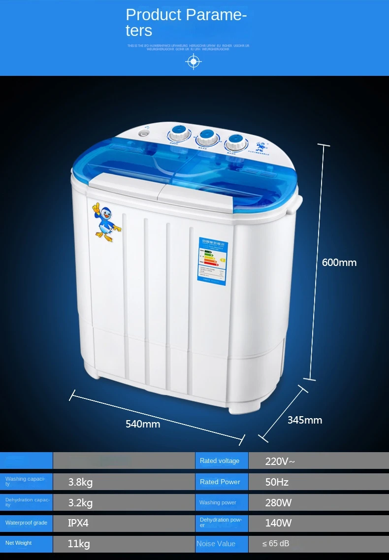 Double Barrel Washing Machine Semi Automatic Small Dormitory Washing ...