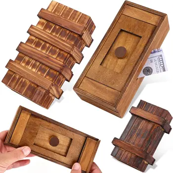 Wood Secret Puzzle Box Brain Teaser With Hidden Compartments Ideal ...