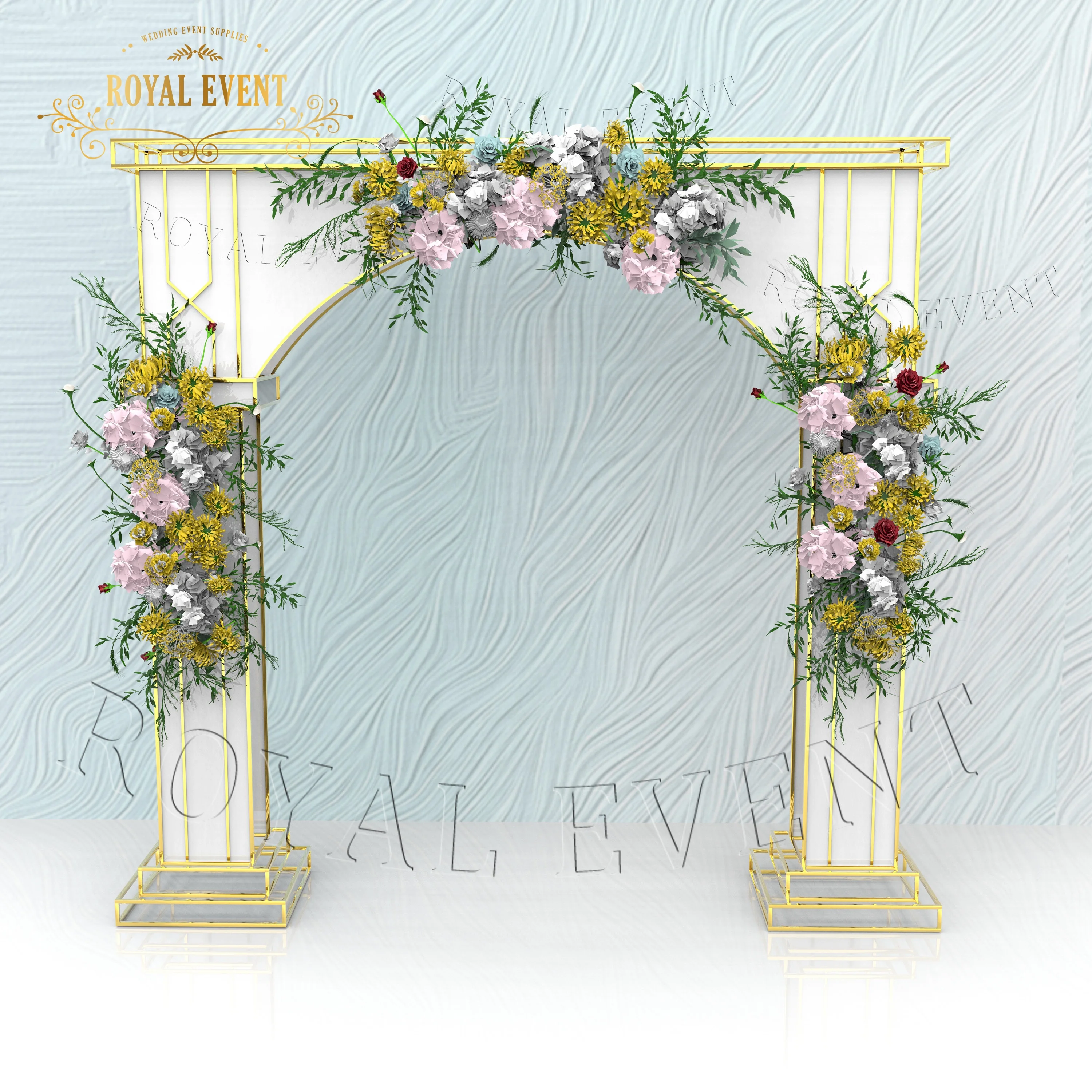 Elegant Golden Rectangle Gold Metal Arch Wedding Backdrop Design For ...