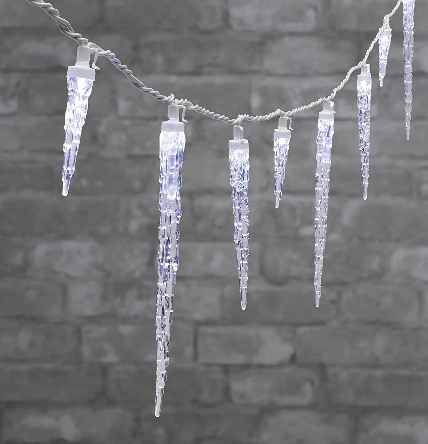 Christmas Holiday Battery Powered Crystal LED Icicle String Lights