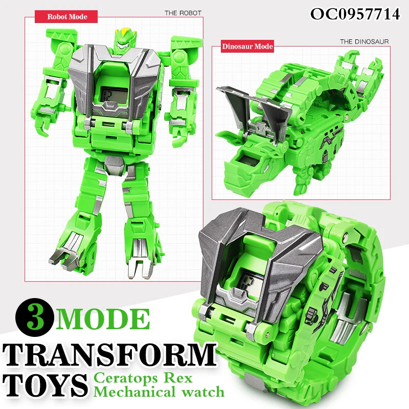3in1 Assemble Plastic Deformed Watch Transform Dinosaur Robot Toys ...