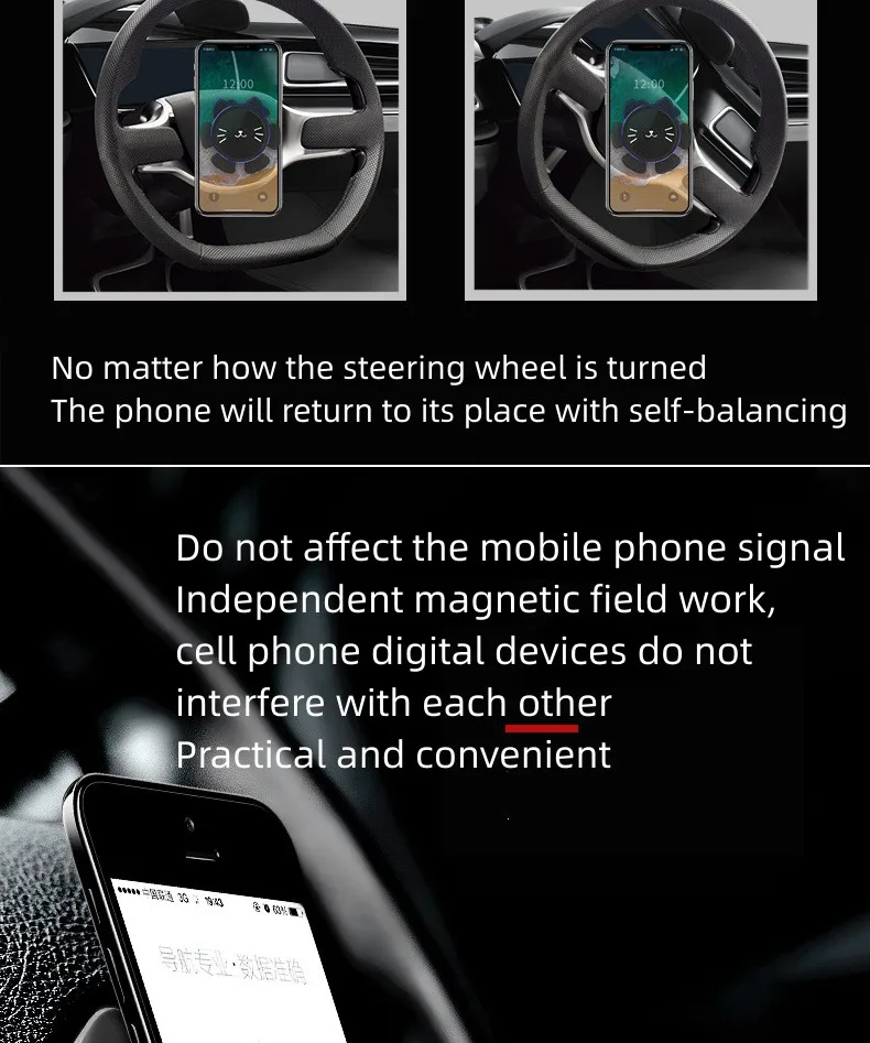 Car Steering Wheel Gravity Gyroscope Phone Holder - New Design