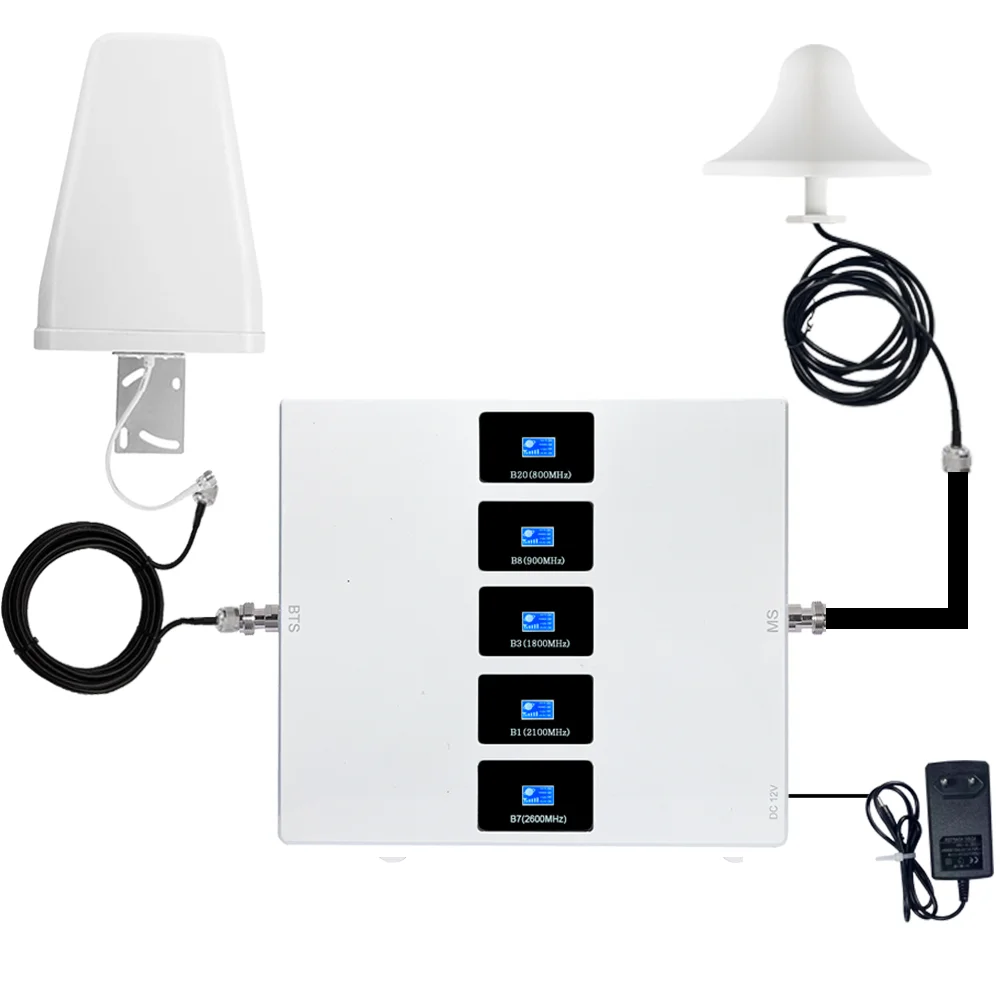 3g 4g 5g Booster Five Band B20 800 900 1800 2100 2600mhz Mobile Network Repeater/cell Phone ...