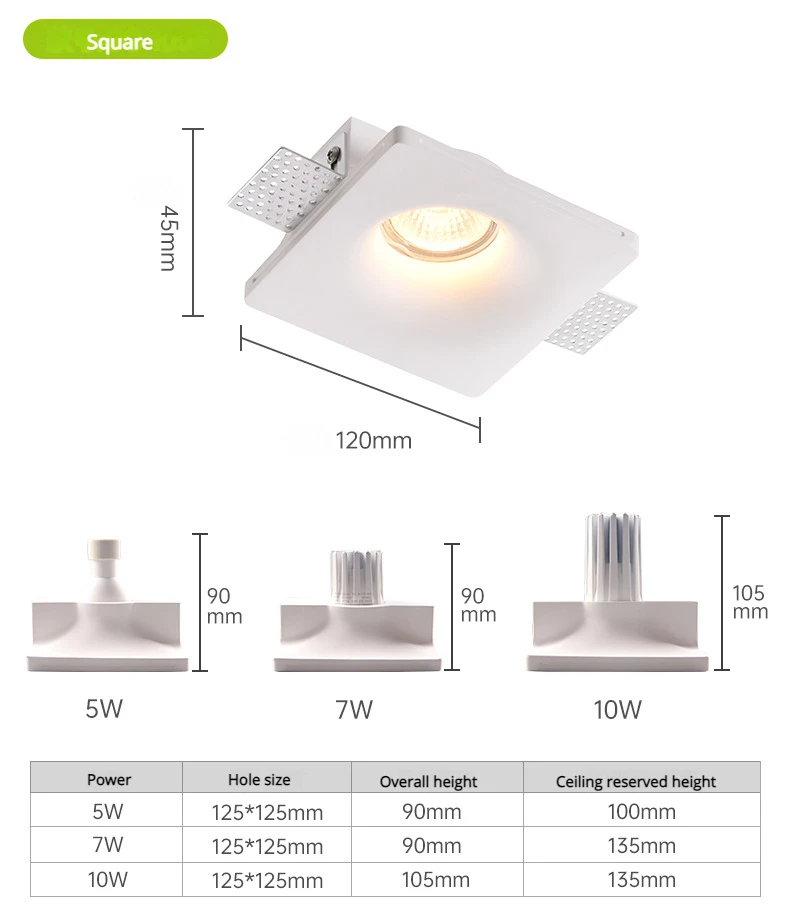 Indoor IP20 Modern Ceiling Recessed GU10 Trimless Downlight