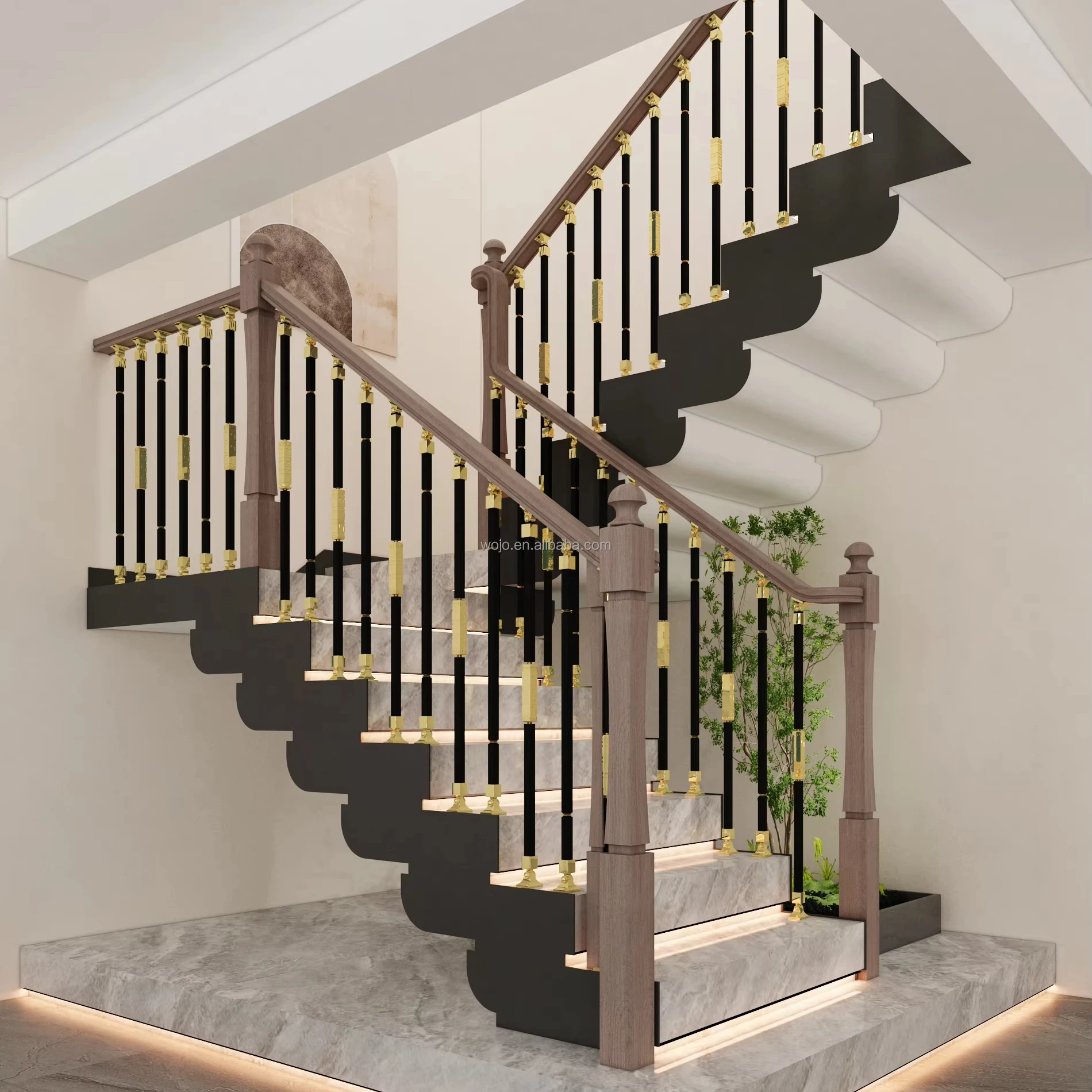 Clear Glass Railing Staircase Stacked Stair Attic Stairs Duplex Villa ...