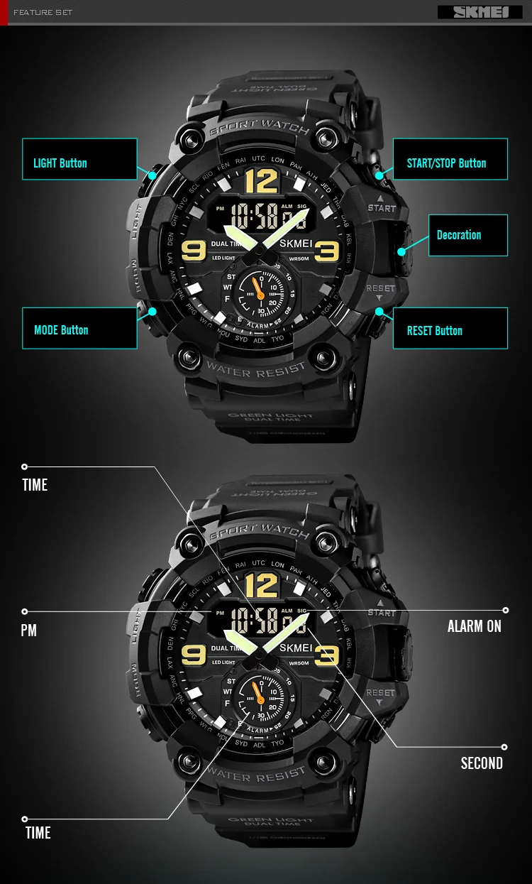 SKMEI 1637 Digital Sport Watch - Waterproof & Shock Resistant