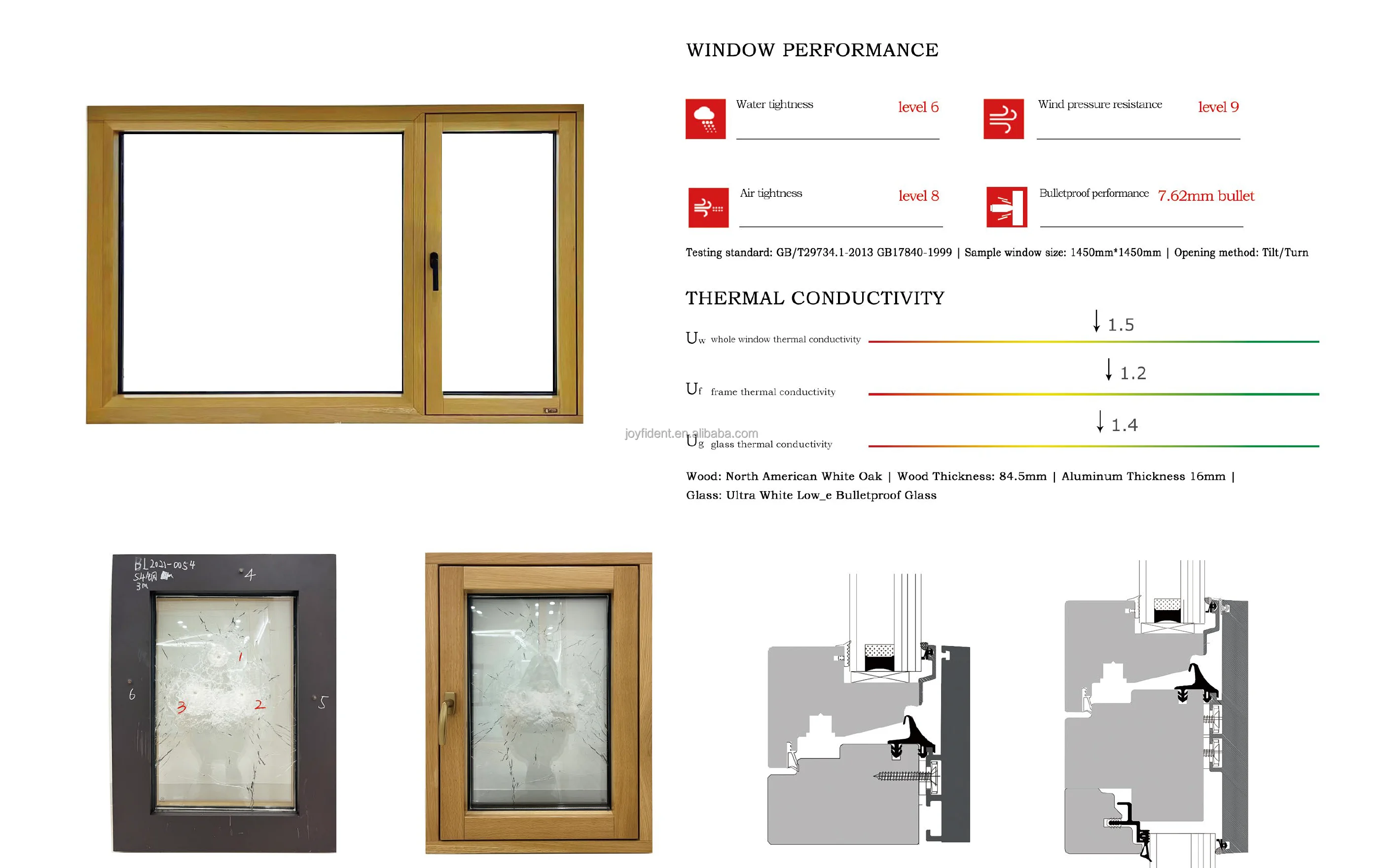 Shellproof Aluminum Clad Wood Windows/smash-proof Windows/anti-theft ...