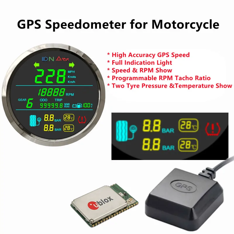 Universal 85mm GPS Speedometer for Motorcycle - IP67 Waterproof