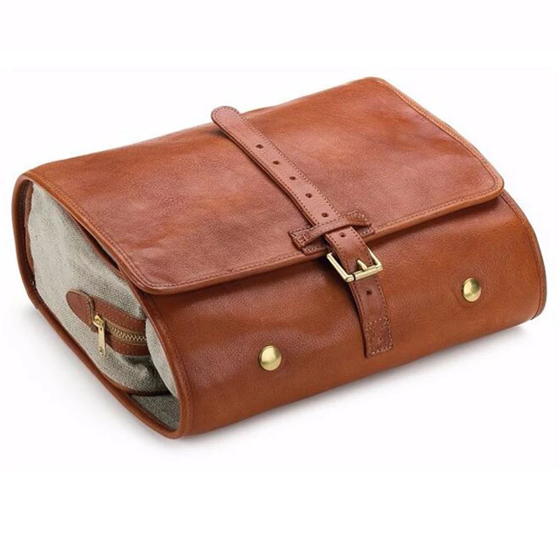 Personalized Leather Roll Up Toiletry Bag Hanging Leather Dopp Kit ...