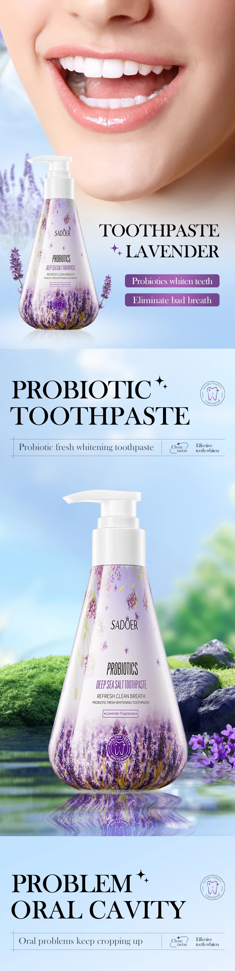 Sadoer 24k Gold Nicotinamide Toothpaste Probiotic Whitening Freshens ...