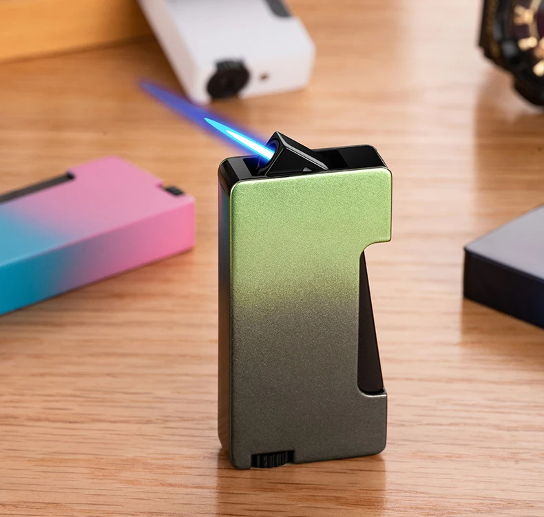 Customized Pressing Metal Oblique Flame Windproof Jet Gas Cigarette ...