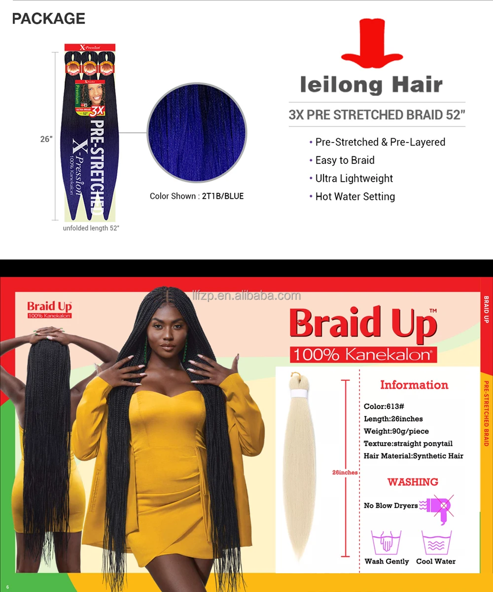 New Color Pre Stretched Ez Braids X Pression Synthetic 52inch Pre ...