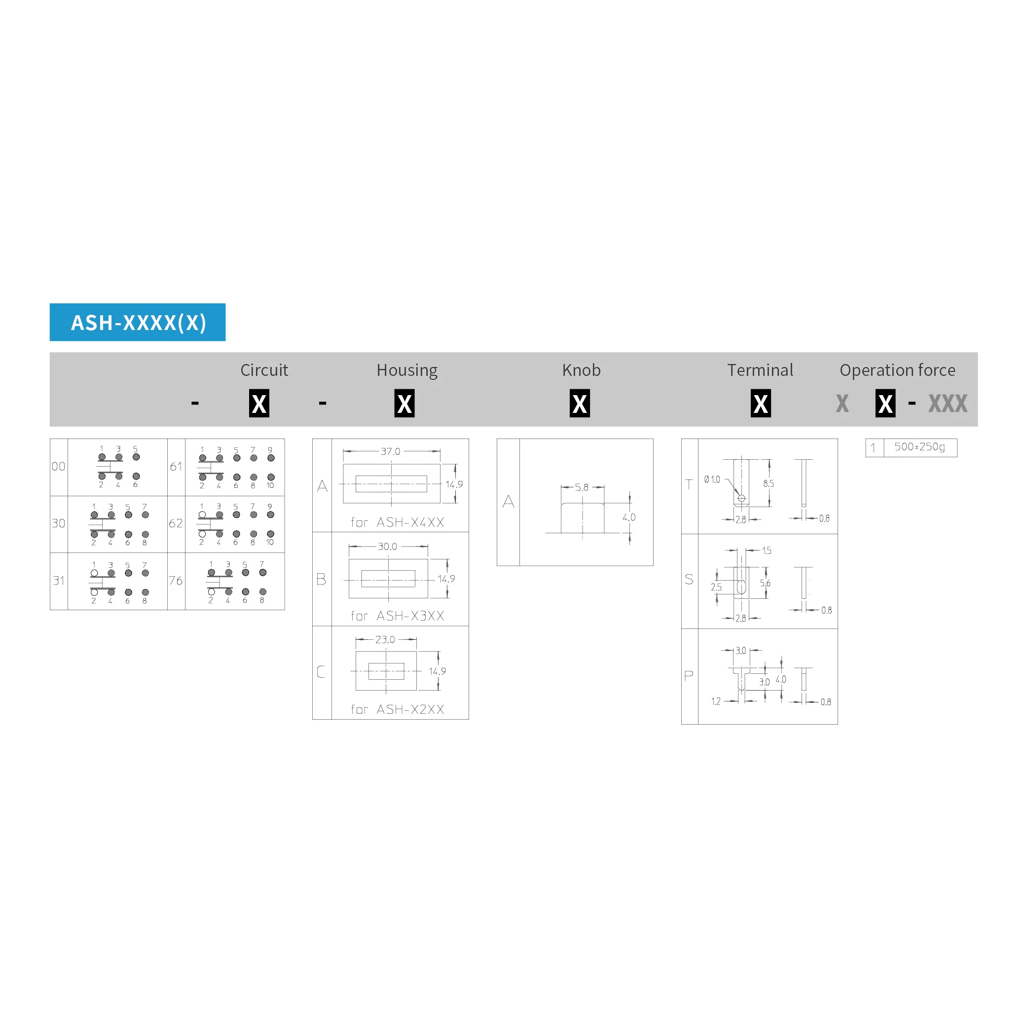 Multi-circuits Slide Switch Defond Ash Series 12 Position Slide Switch Single Pole 4 Position 16 ...