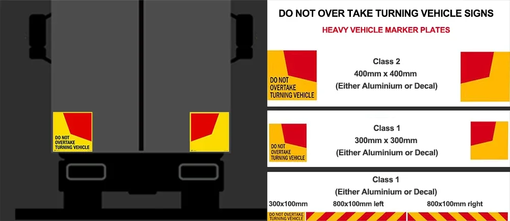 Custom Truck Safety Sign Reflective Do Not Overtake Turning Vehicle ...