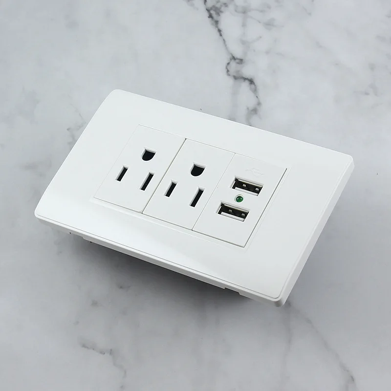 US Standard Wall Socket, Dual Power Socket and Dual USB Socket, Wall ...