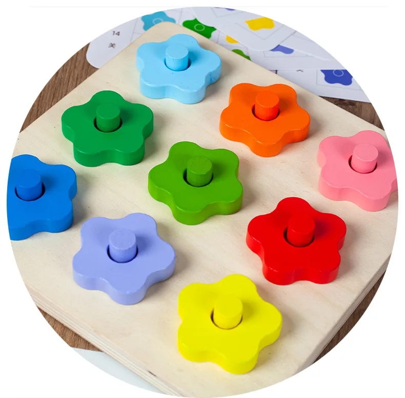 Early Learning Kids Cognition Toy Montessori Creative Column Game ...