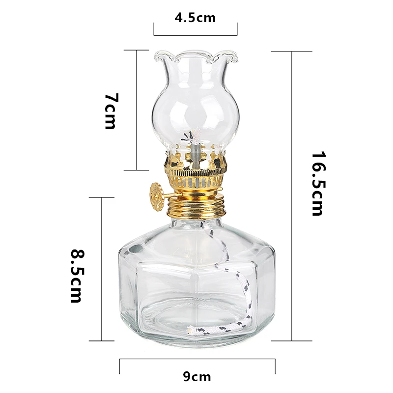 Small Glass Oil Lamp Kerosene Lantern Candlestick Atmosphere Festive ...