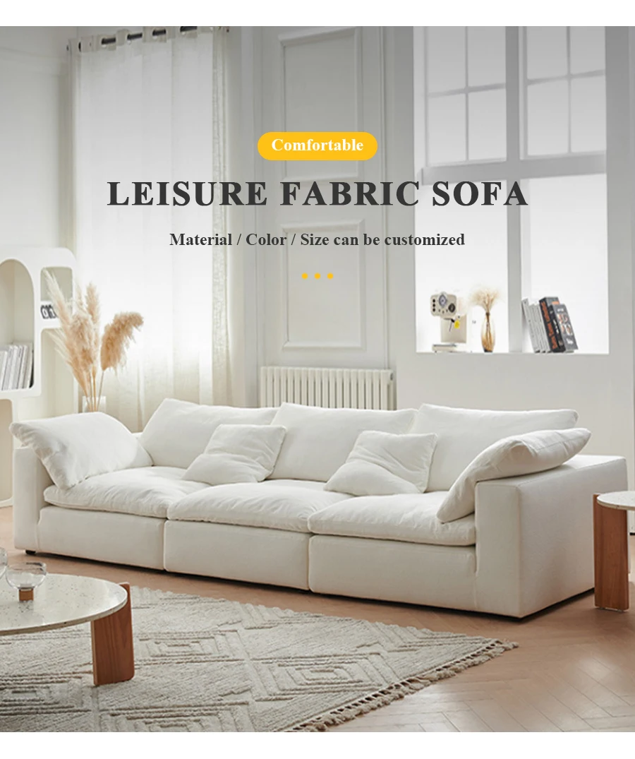 Modular White Cloud L Shaped Couch - Modern Living Room Sofa