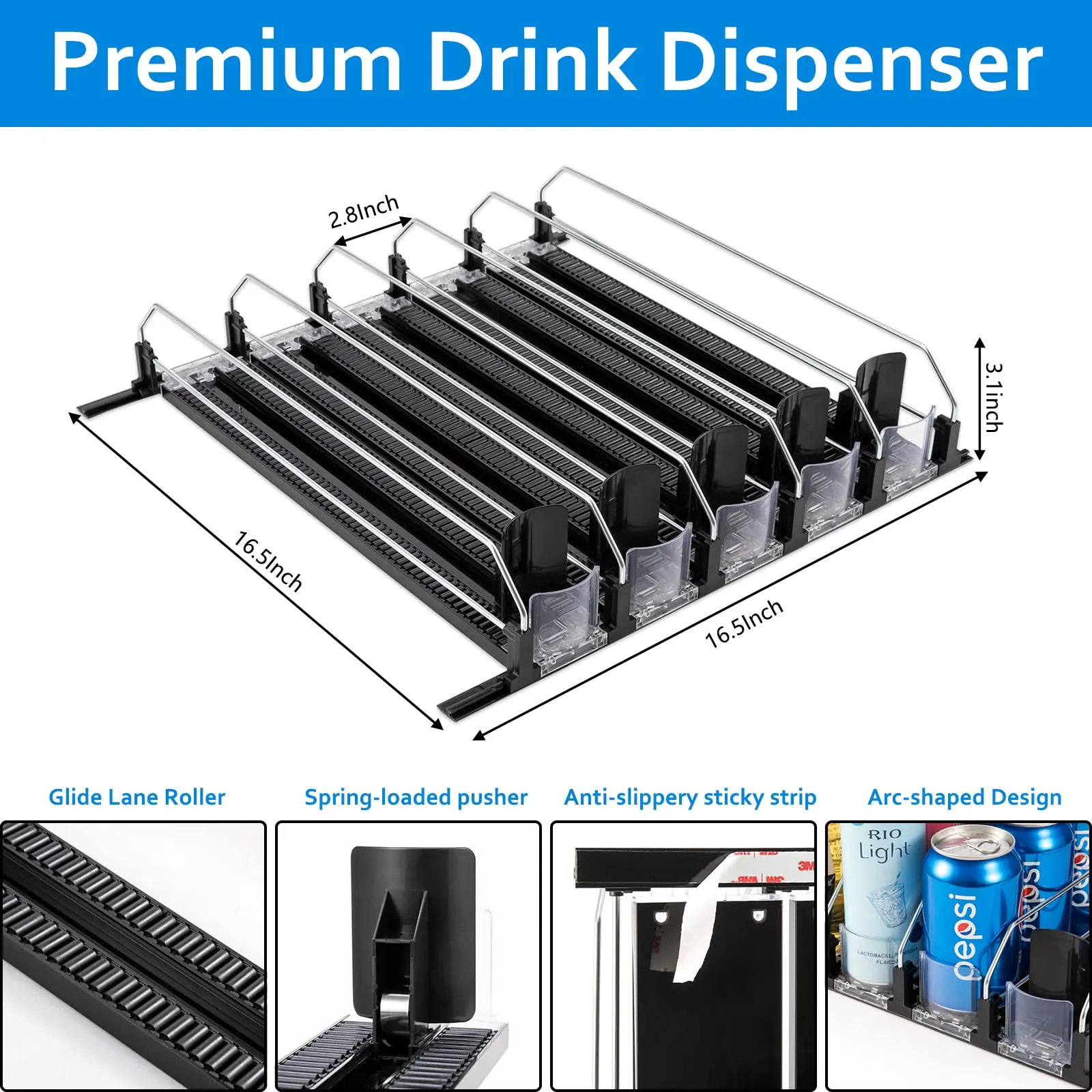 Automatic Spring Loaded Fridge Drink Dispenser Water Self Feed ...