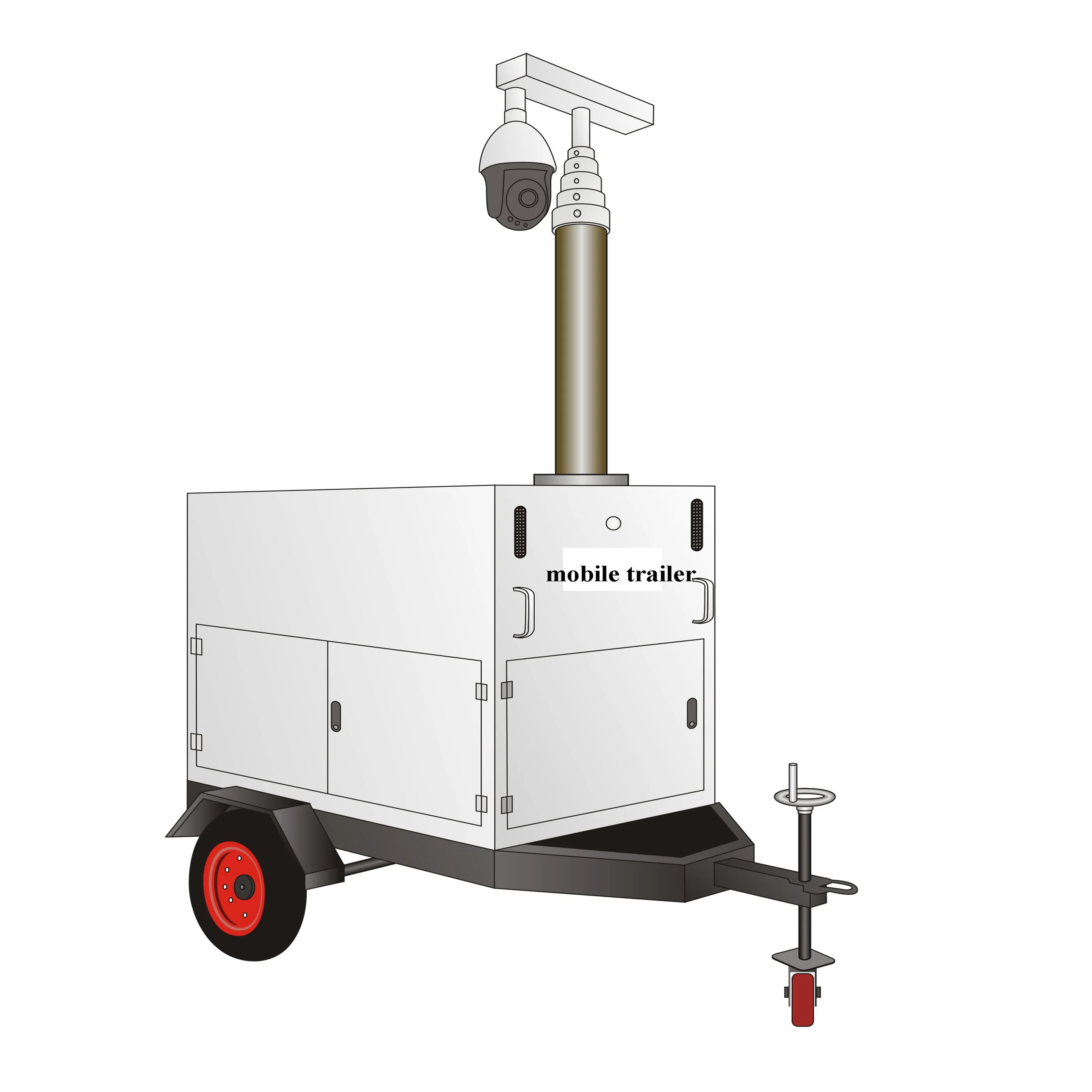 8m Trailer Vehicle Mounted Pneumatic Telescopic Mast Camera Tower - Buy ...