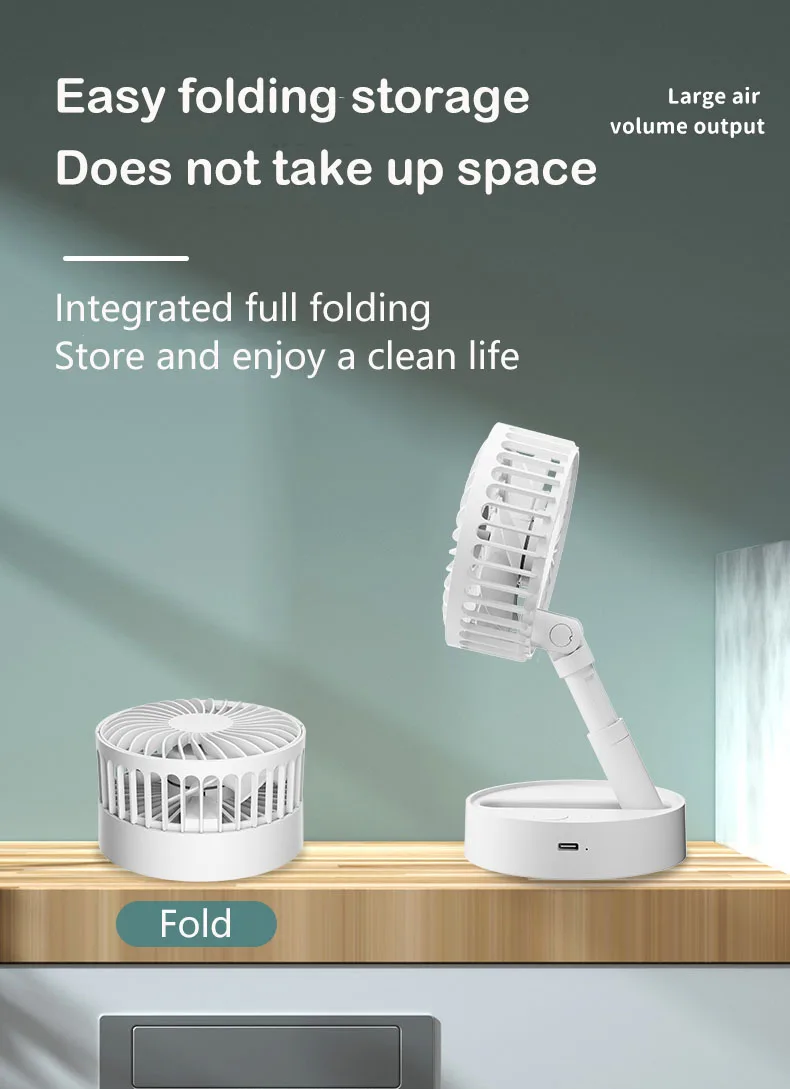 Mini USB Cooling Fan - Portable, Foldable & Rechargeable