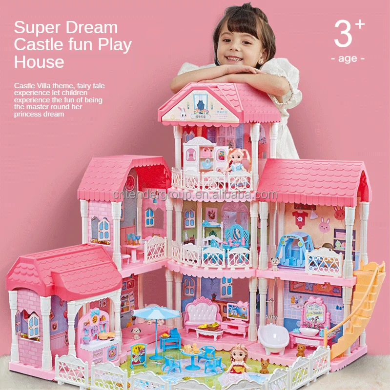 Large Children's Princess Castle Doll House Girl's Mansion Suit Toy ...
