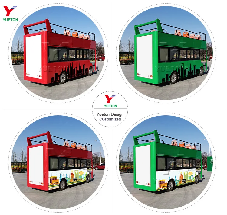 Customized Double Decker Electric Resort Sightseeing Tourist Car Bus