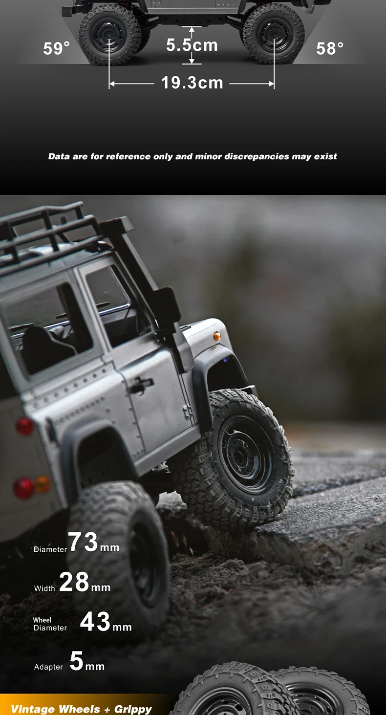 4WD Off-Road RC Car - 1:12 Scale LandRover Defender D90 Climber
